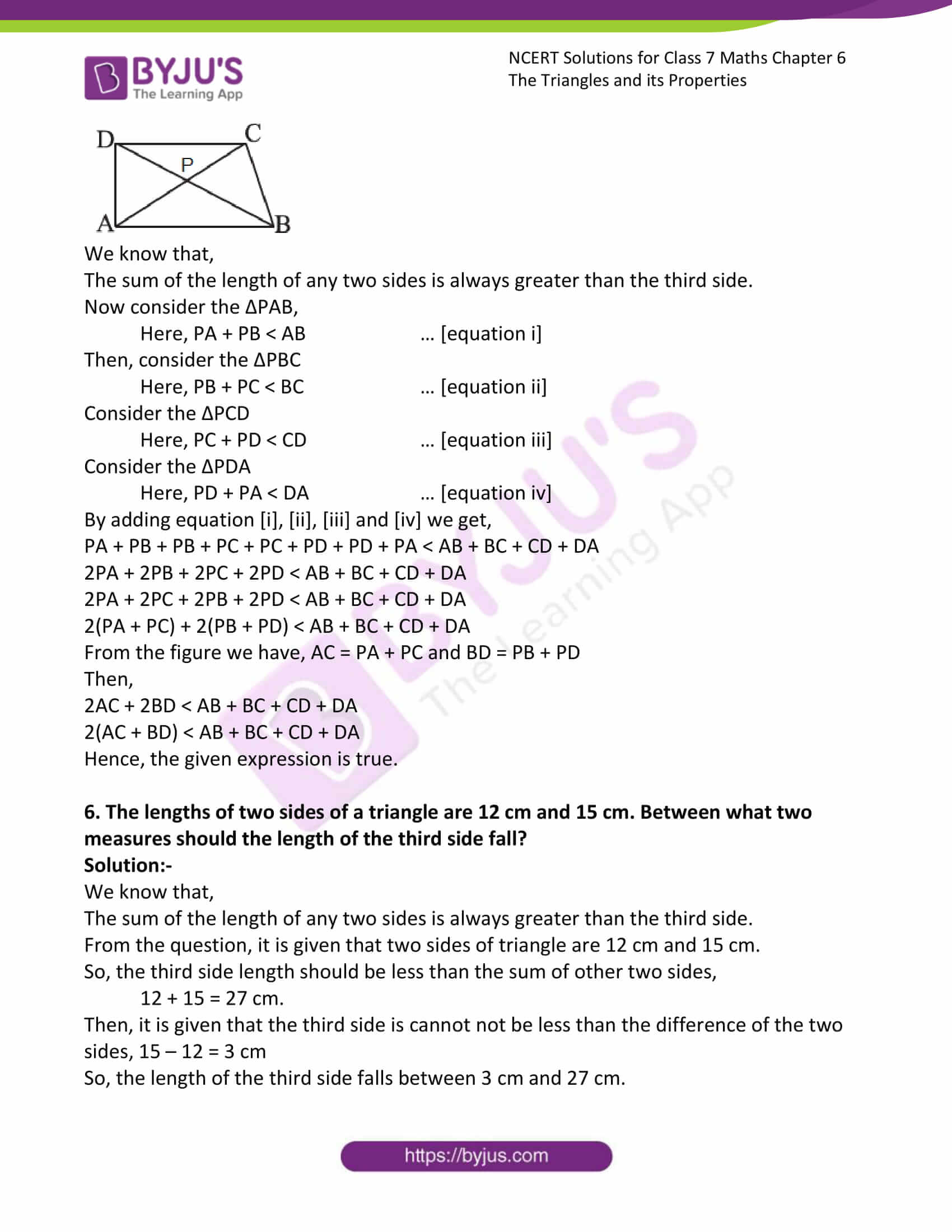 NCERT Solutions for Class 7 Maths Chapter 6 The Triangle and its ...