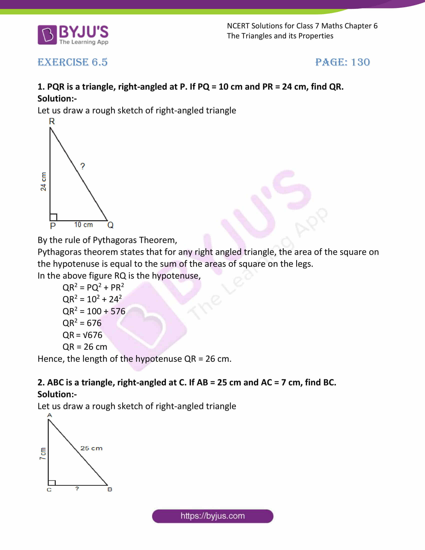 NCERT Solutions for Class 7 Maths Chapter 6 The Triangle and its Properties Download Free PDF
