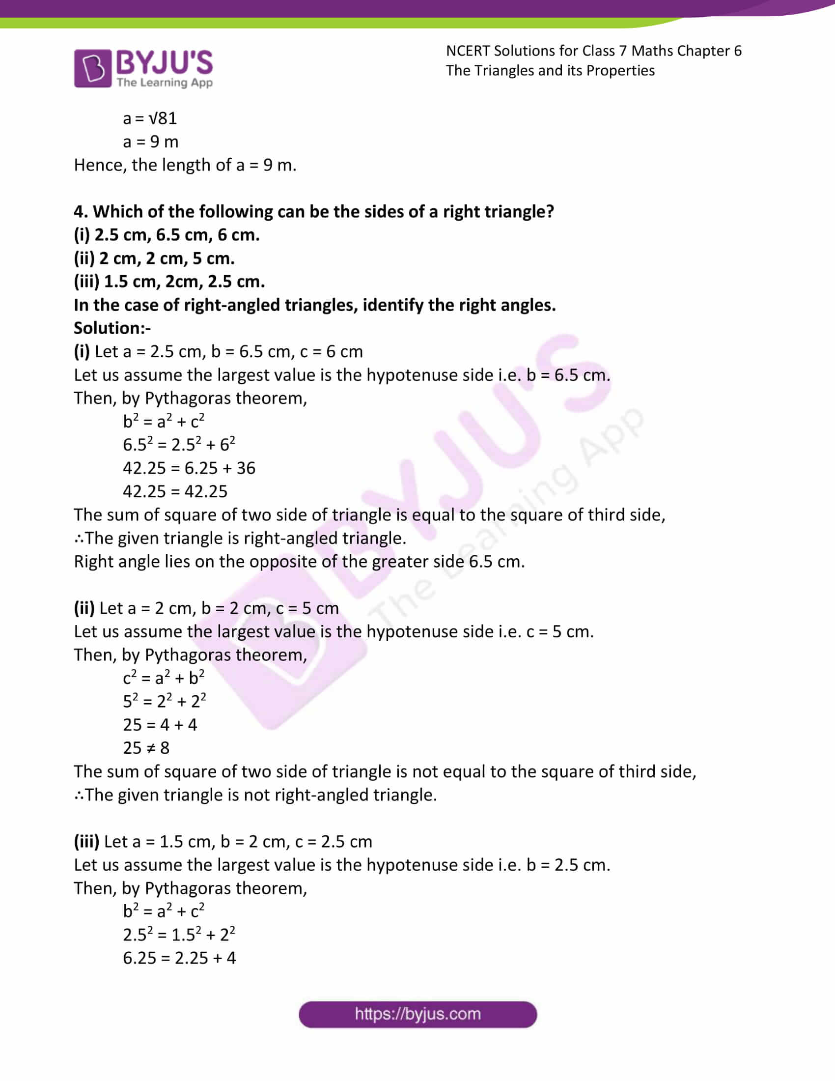 NCERT Solutions for Class 7 Maths Chapter 6 The Triangle and its ...