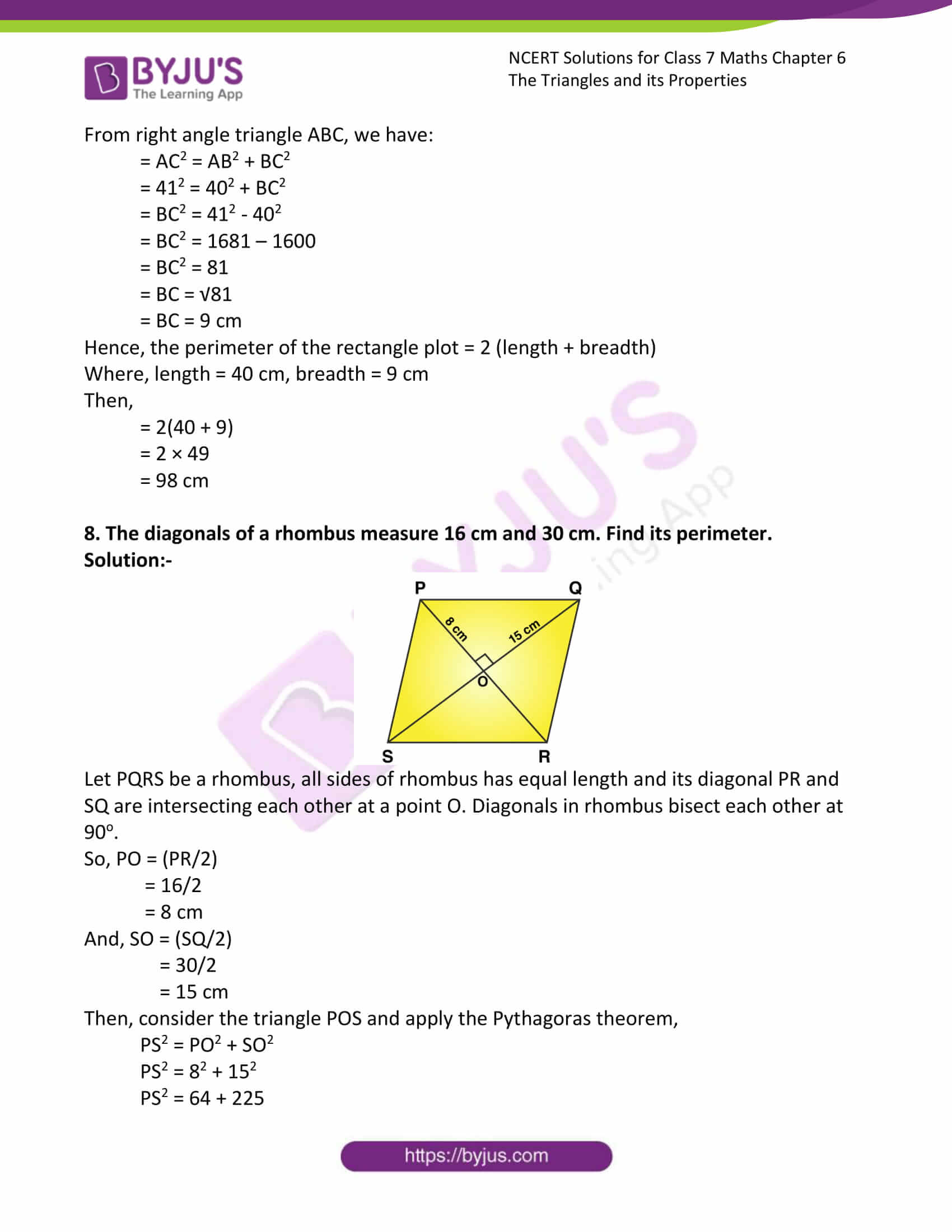 NCERT Solutions for Class 7 Maths Chapter 6 The Triangle and its ...