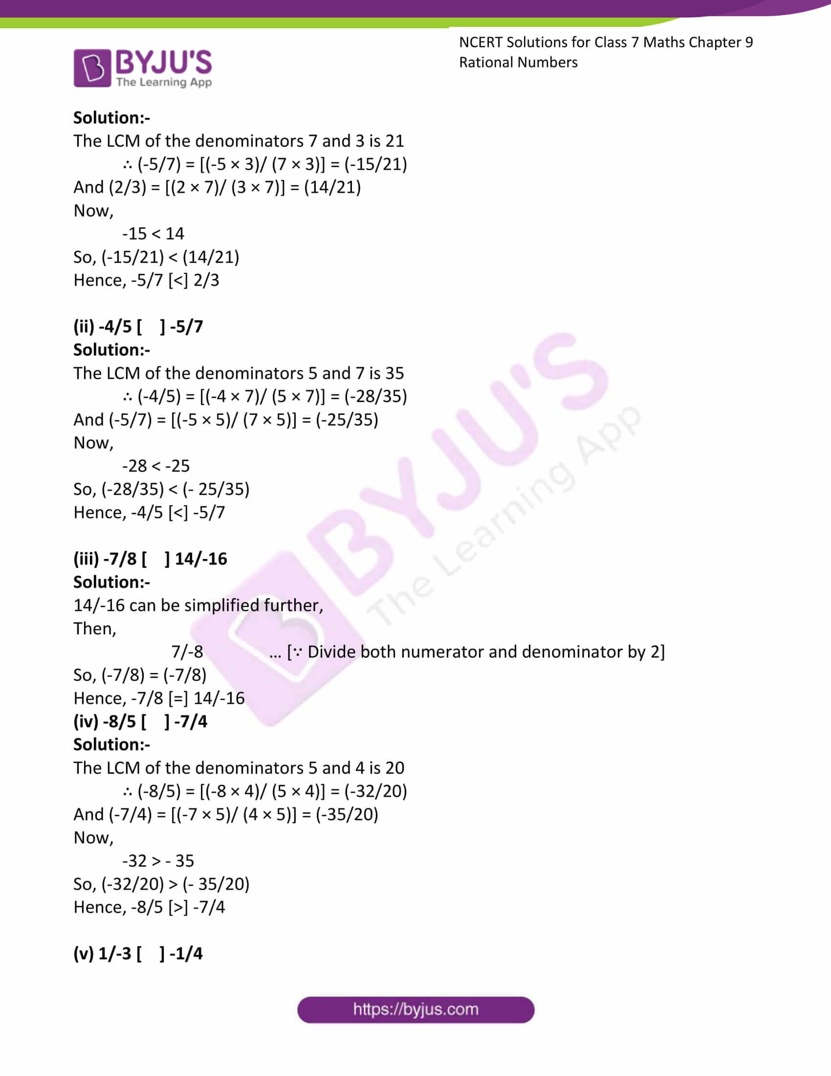 NCERT Solutions for Class 7 Maths Chapter 9 Rational Numbers Exercise 9 ...