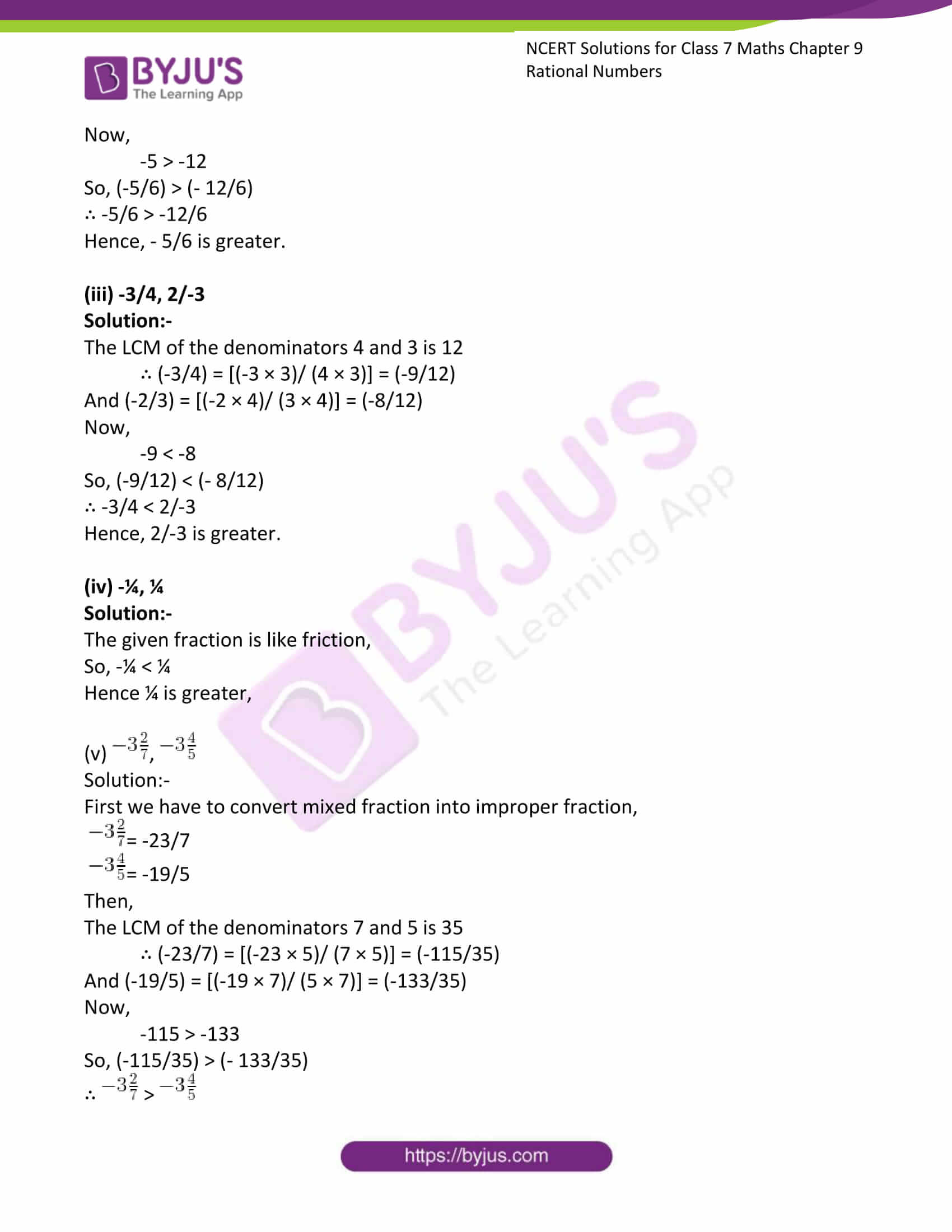 NCERT Solutions for Class 7 Maths Chapter 9 Rational Numbers Exercise 9 ...