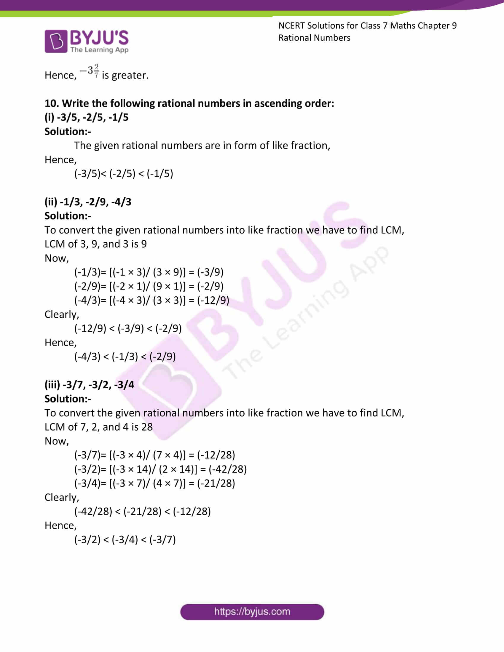 NCERT Solutions for Class 7 Maths Chapter 9 Rational Numbers Exercise 9 ...