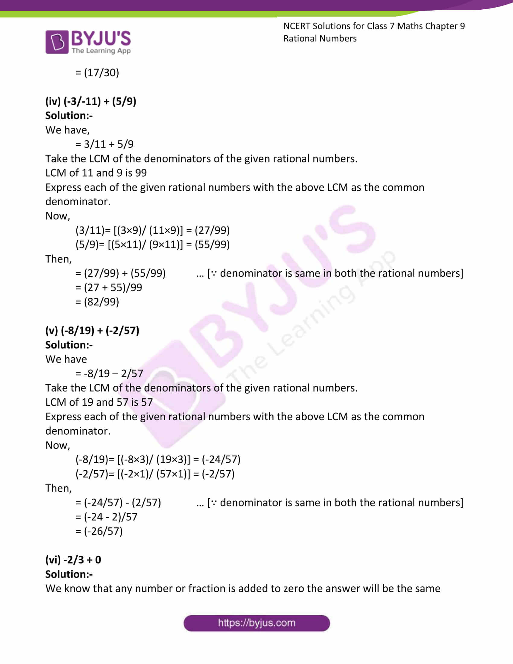 NCERT Solutions for Class 7 Maths Exercise 9.2 Chapter 9 Rational ...