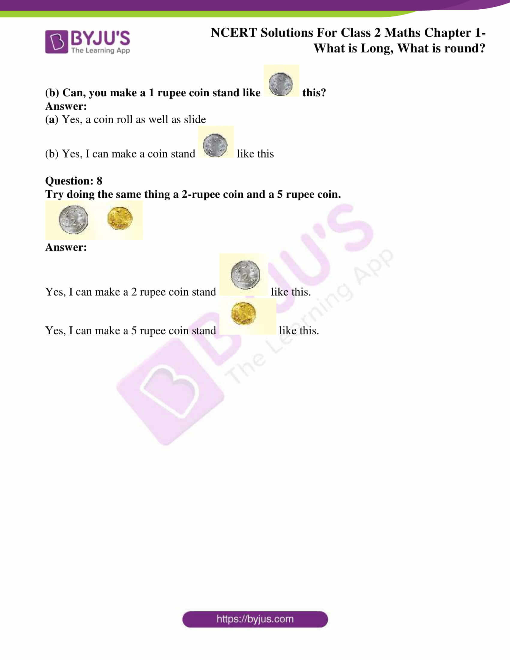 NCERT Solutions for Class 2 Maths Chapter 1 What is Long, What is Round ...