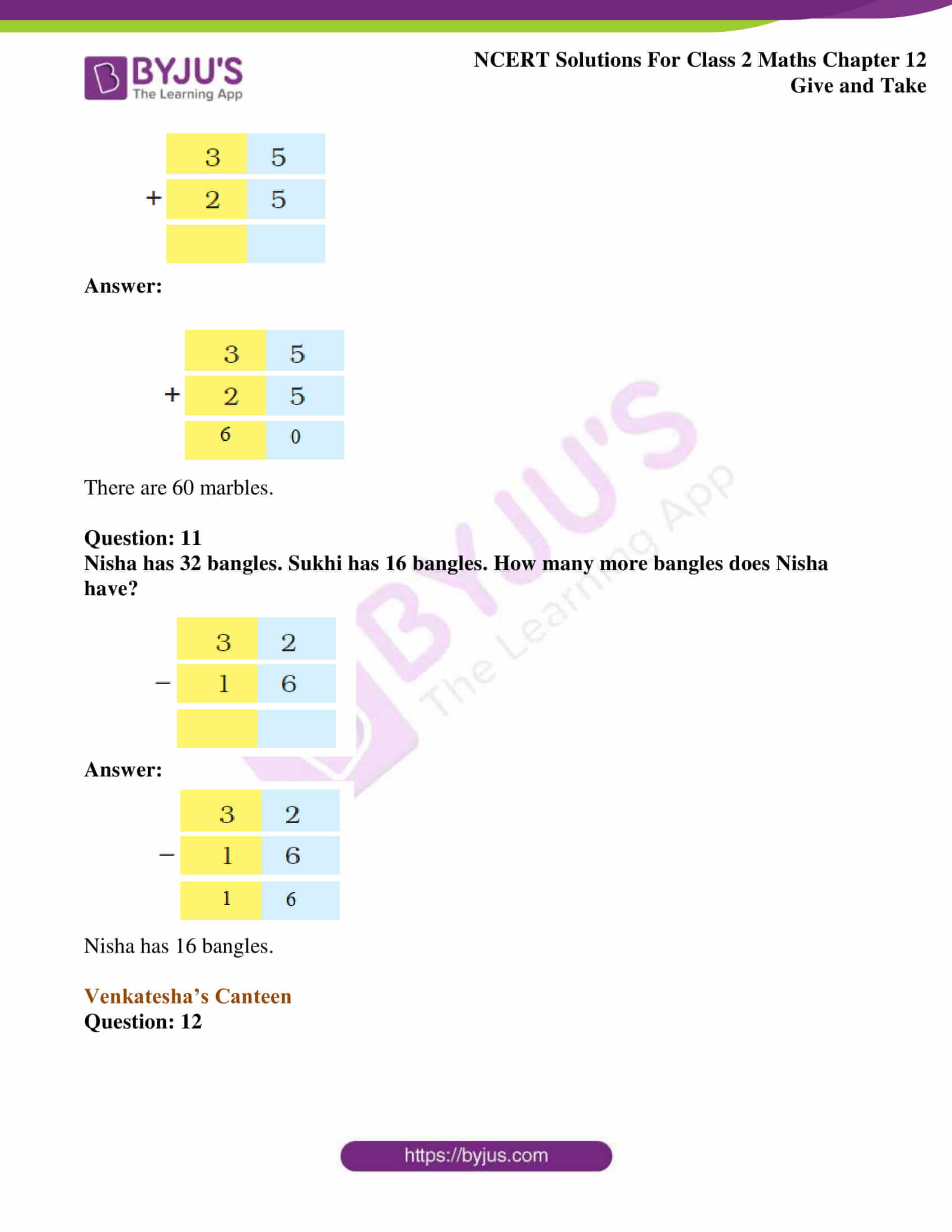 NCERT Solutions For Class 2 Maths Chapter 12 Give and Take access PDF