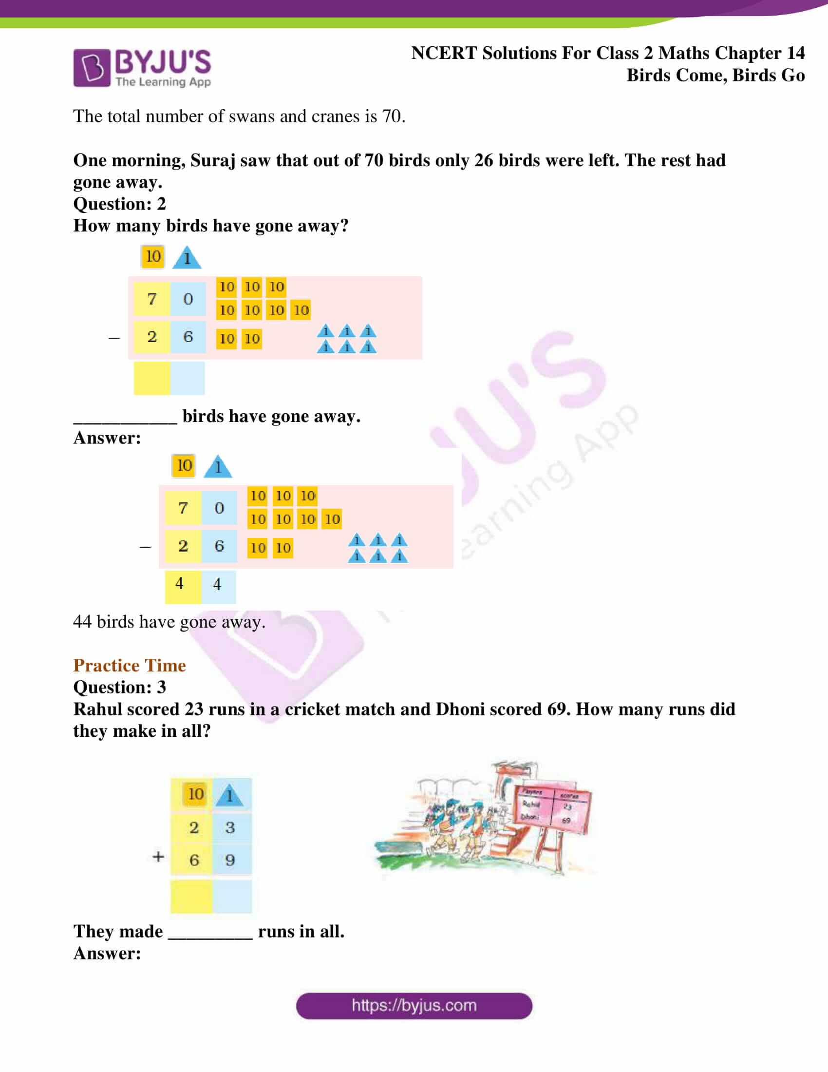 NCERT Solutions for Class 2 Maths Chapter 14 Birds Come, Birds Go ...