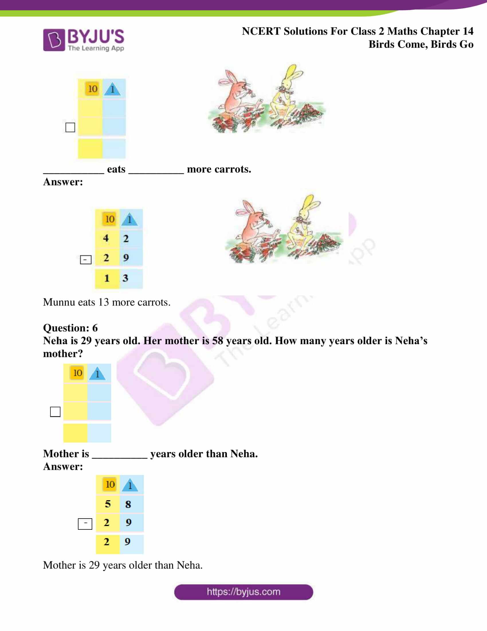 NCERT Solutions for Class 2 Maths Chapter 14 Birds Come, Birds Go Download Now