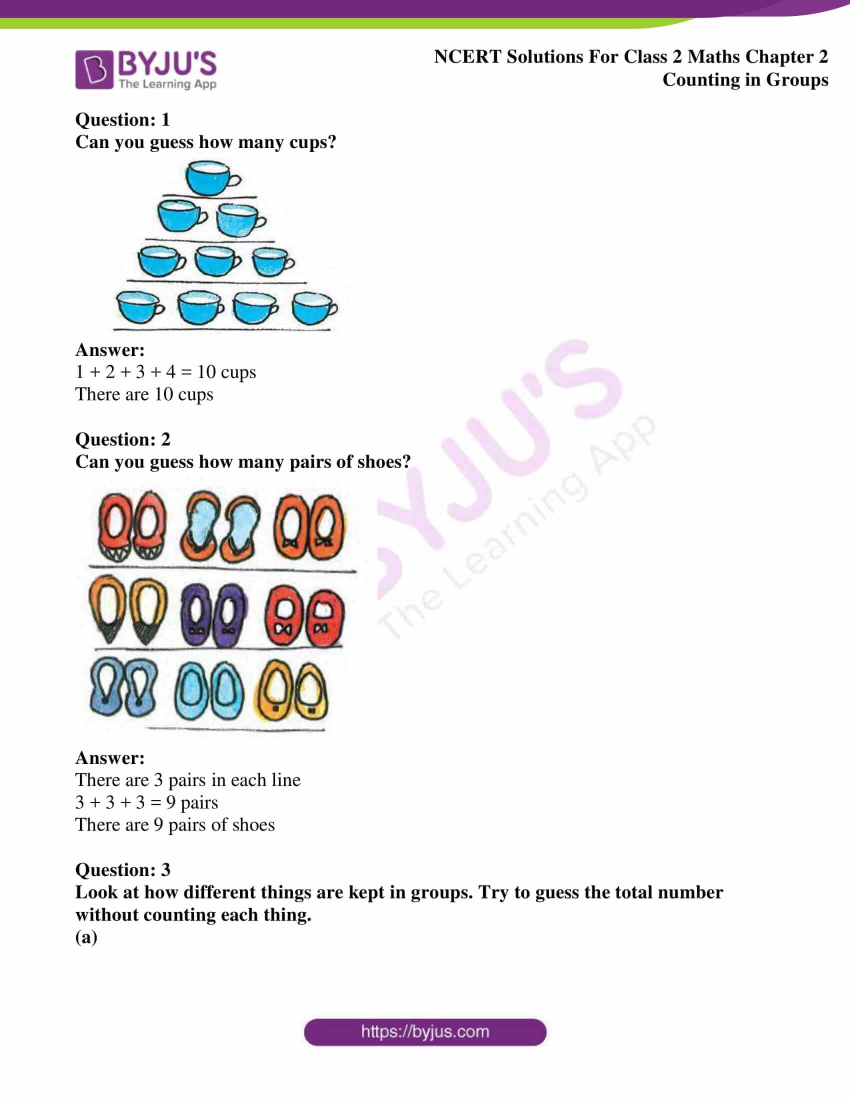 NCERT Solutions For Class 2 Maths Chapter 2 Counting In Groups The NCERT Solutions For Class 2 Maths Chapter 2 Counting In Groups The