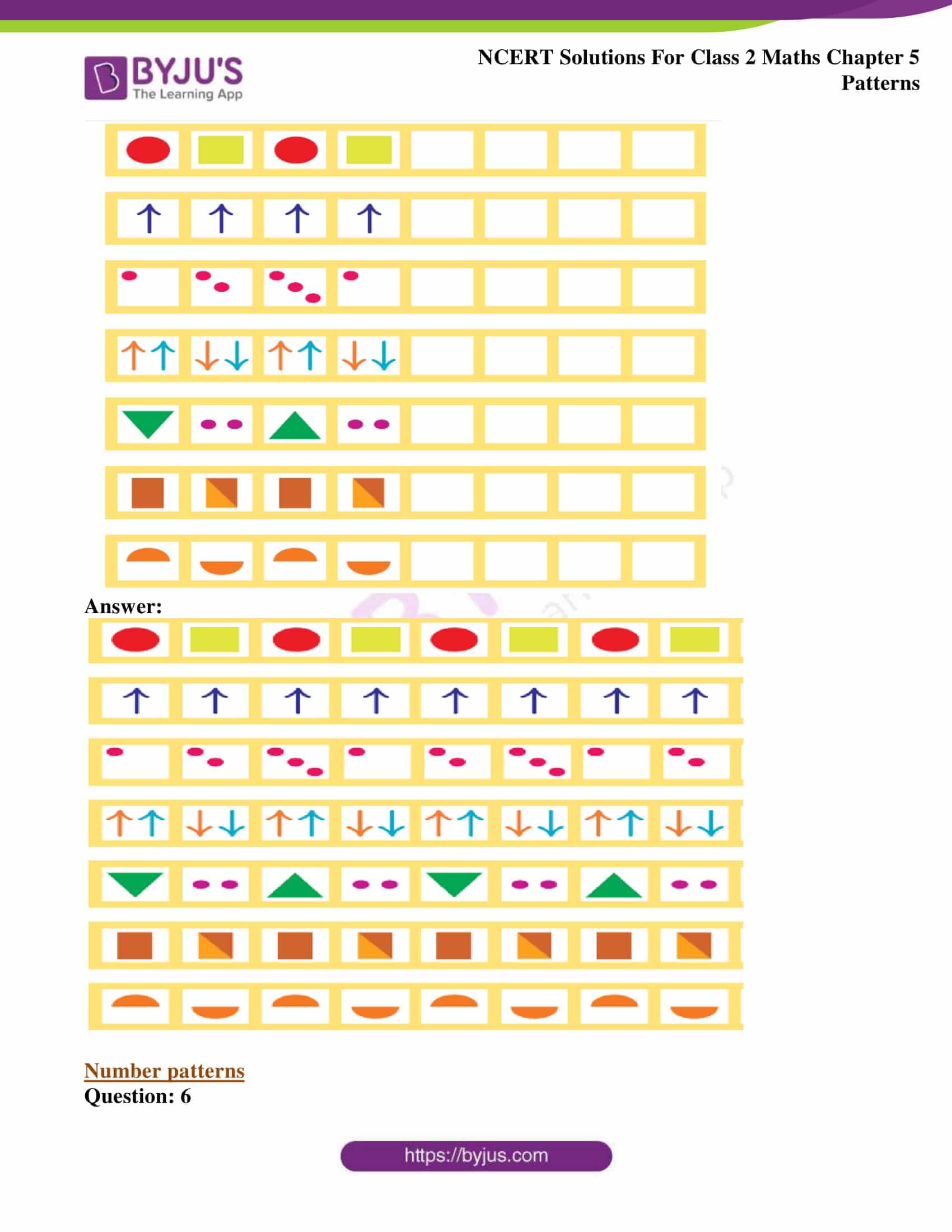 NCERT Solutions For Class 2 Maths Chapter 5 Patterns Get Free PDF 