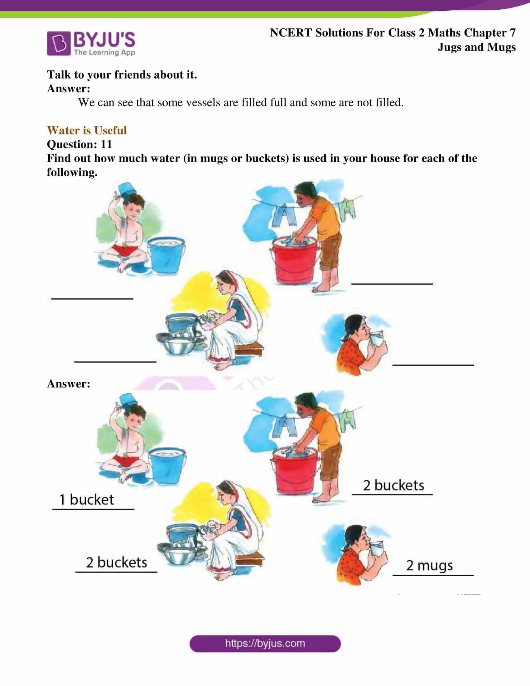 NCERT Solutions For Class 2 Maths Chapter 7 Jugs And Mugs Download PDF 