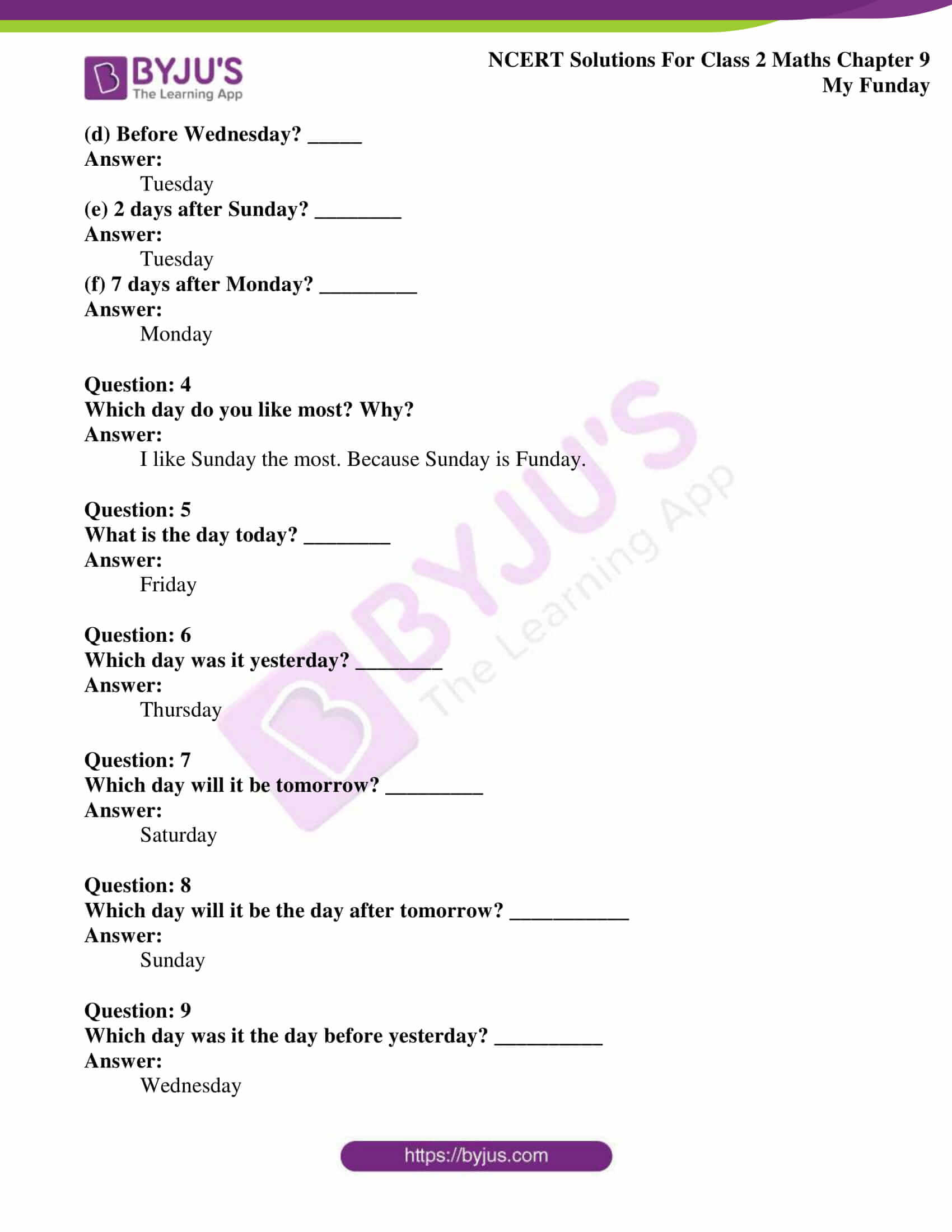 NCERT Solutions for Class 2 Maths Chapter 9 My Funday avail PDF