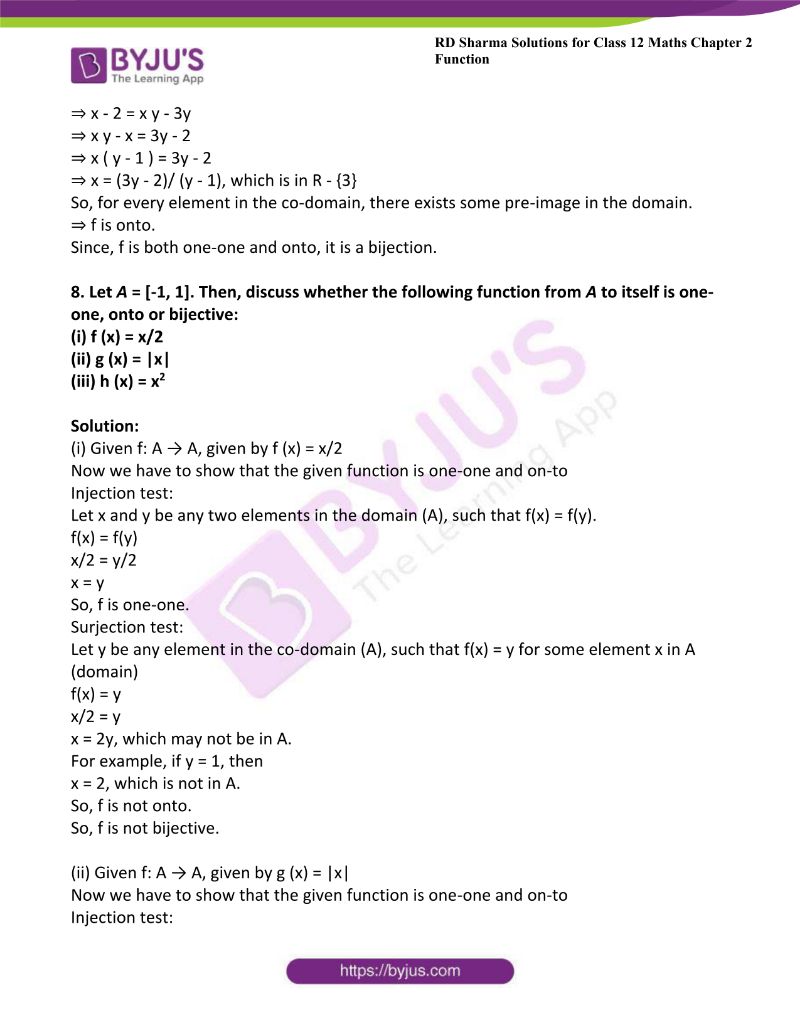 RD Sharma Solutions for Class 12 Maths Chapter 2 - Function Exercise 2.1 - Get free PDF