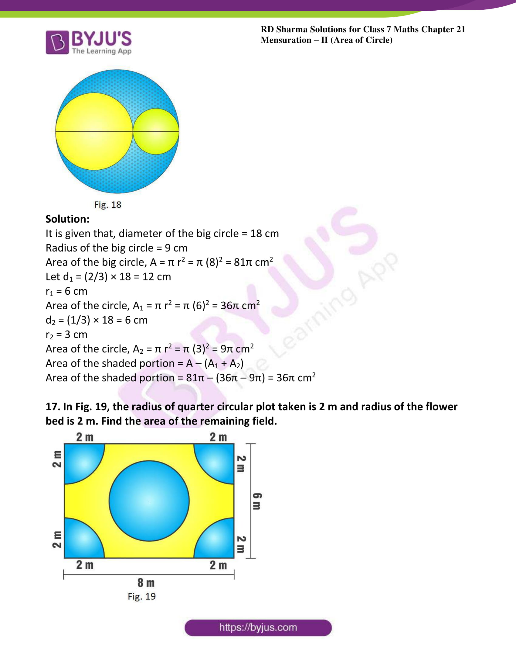RD Sharma Solutions for Class 7 Maths Chapter 21 - Mensuration - II ...