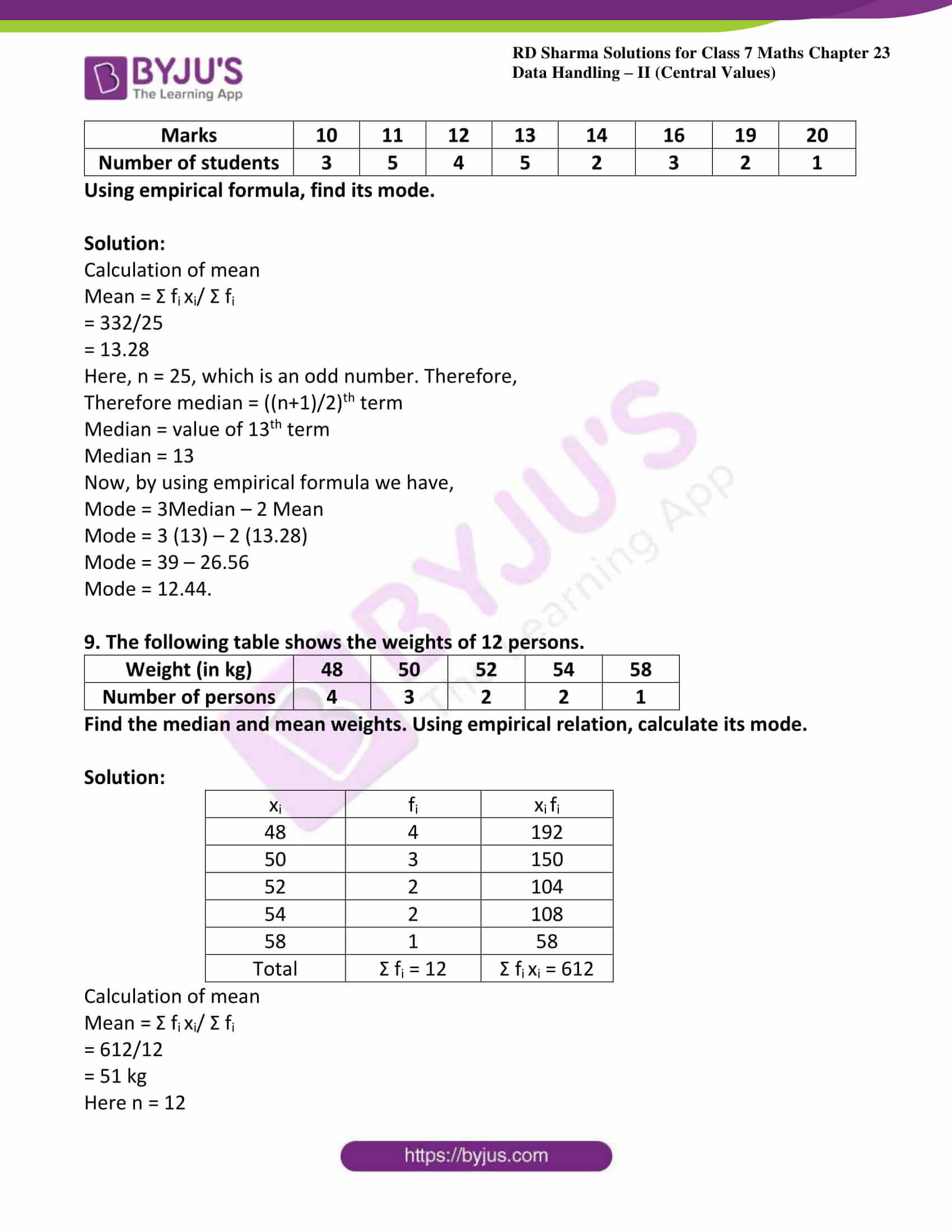 RD Sharma Solutions For Class 7 Maths Chapter 23 Data Handling II RD Sharma Solutions For Class 7 Maths Chapter 23 Data Handling II