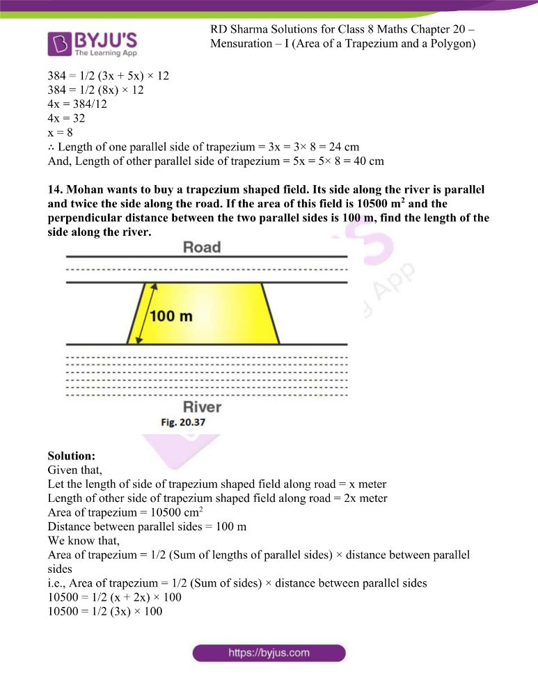 RD Sharma Solutions For Class 8 Chapter 20 Mensuration I Area Of A