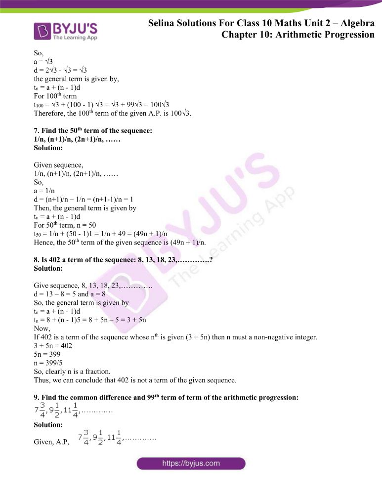 Selina Solutions Concise Mathematics Class 10 Chapter 10 Arithmetic ...