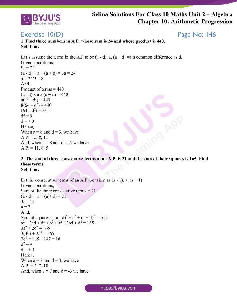 Selina Solutions Concise Mathematics Class 10 Chapter 10 Arithmetic ...