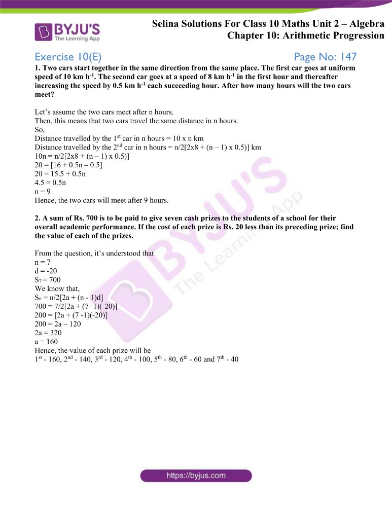 Selina Solutions Concise Mathematics Class 10 Chapter 10 Arithmetic ...