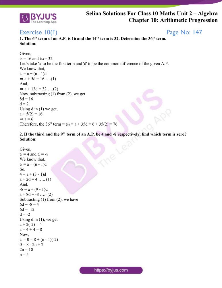 Selina Solutions Concise Mathematics Class 10 Chapter 10 Arithmetic Progression grab free PDF