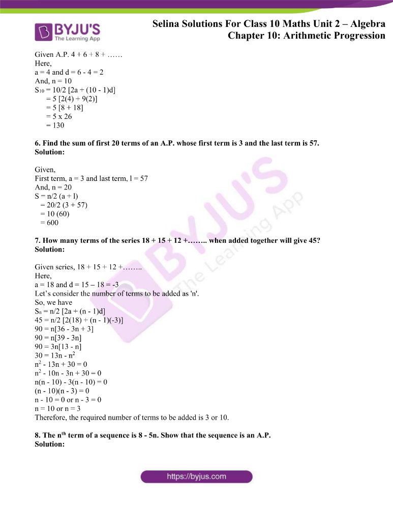 Selina Solutions Concise Mathematics Class 10 Chapter 10 Arithmetic ...