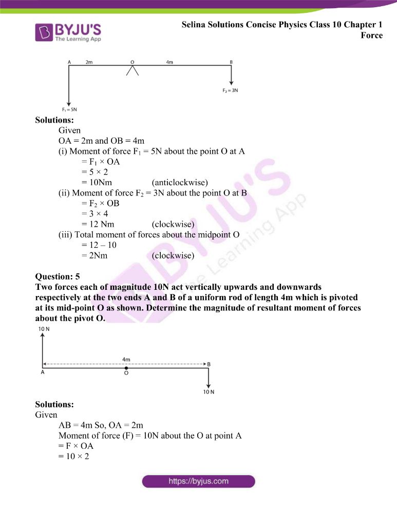 Selina Solutions Concise Physics Class 10 Chapter 1 Force Free PDF Selina Solutions Concise Physics Class 10 Chapter 1 Force Free PDF