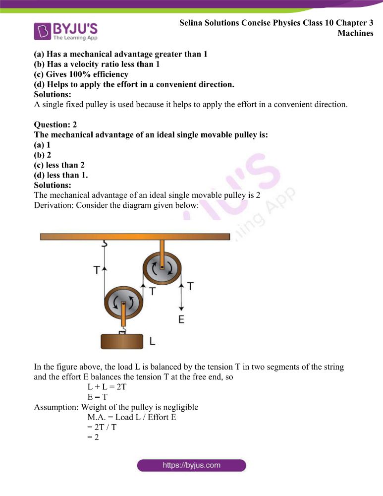 Selina Solutions Concise Physics Class 10 Chapter 3 Machines Avail PDF Selina Solutions Concise Physics Class 10 Chapter 3 Machines Avail PDF