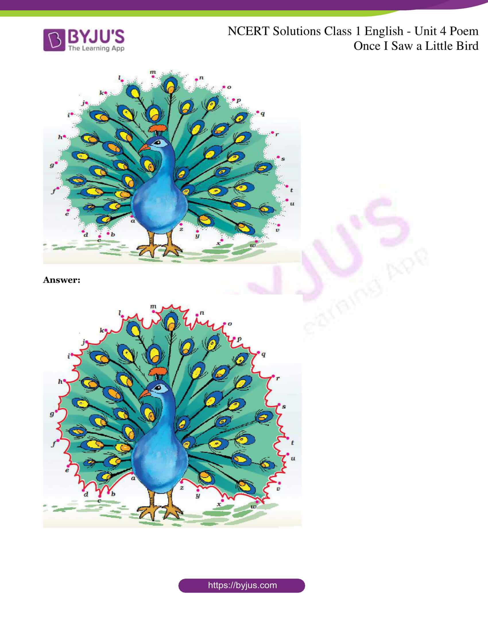 NCERT Solutions for Class 1 English Unit 4 Poem - Once I Saw a Little ...