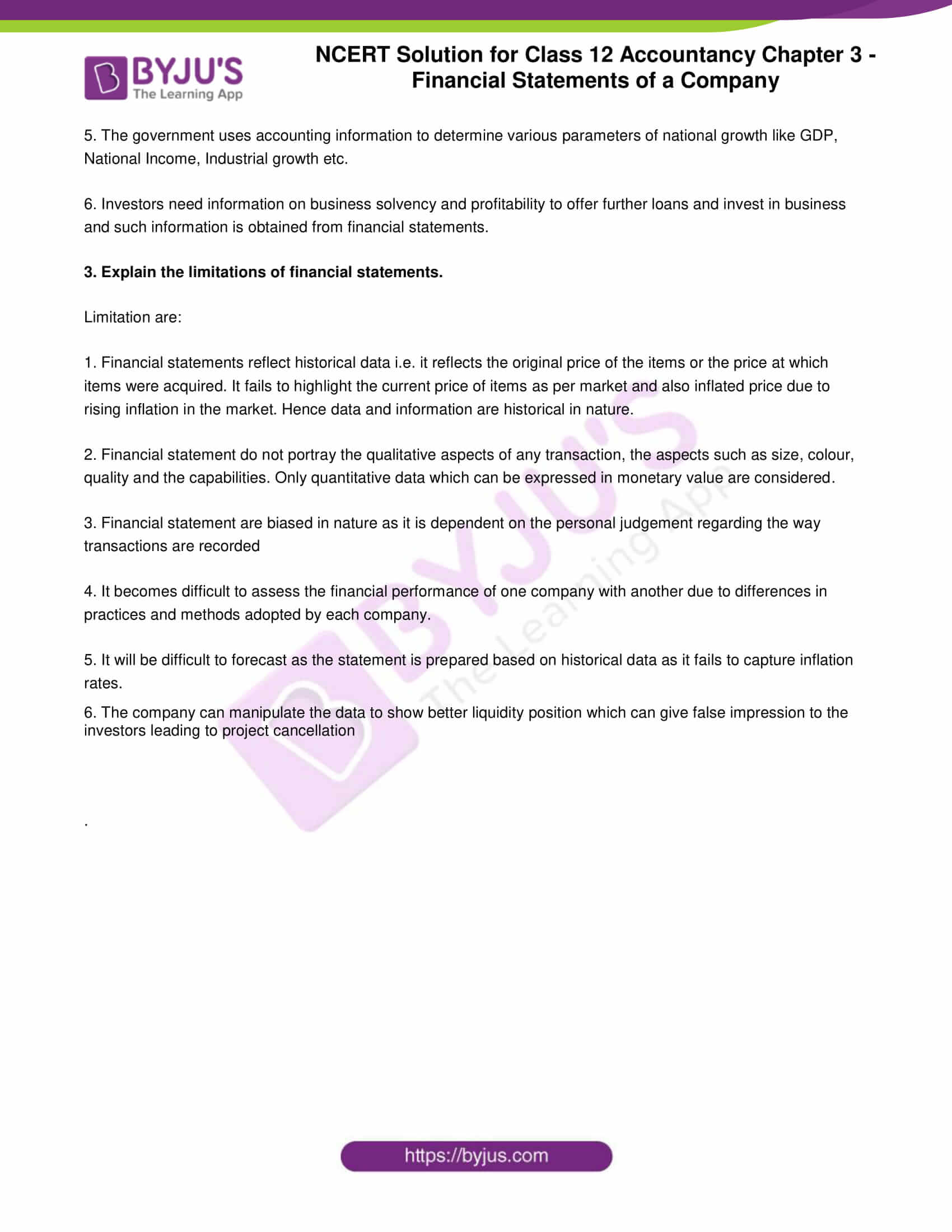 NCERT Solution For Class 12 Accountancy Chapter 3 Financial Statements ...