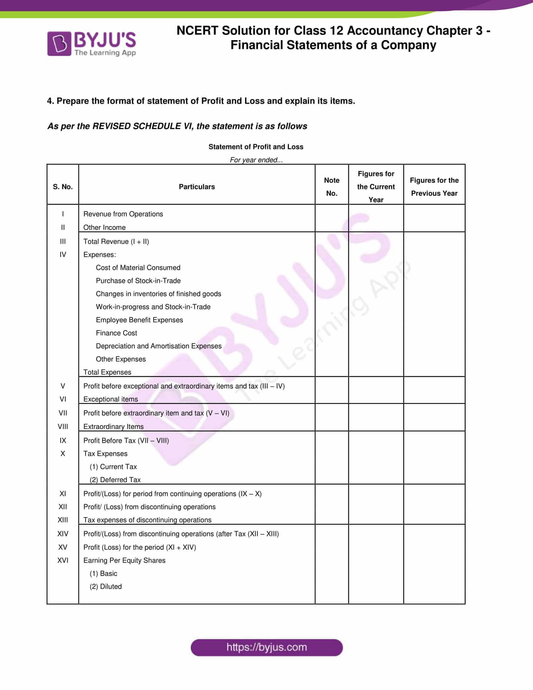 NCERT Solution For Class 12 Accountancy Chapter 3 Financial Statements ...