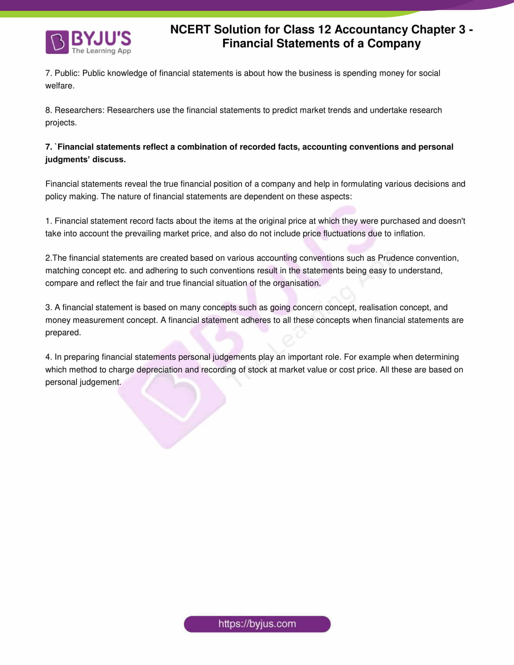 NCERT Solution For Class 12 Accountancy Chapter 3 Financial Statements ...