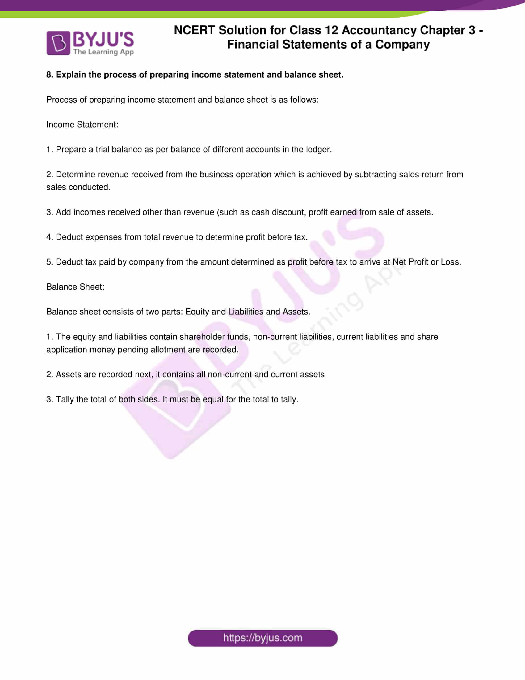 NCERT Solution For Class 12 Accountancy Chapter 3 Financial Statements ...