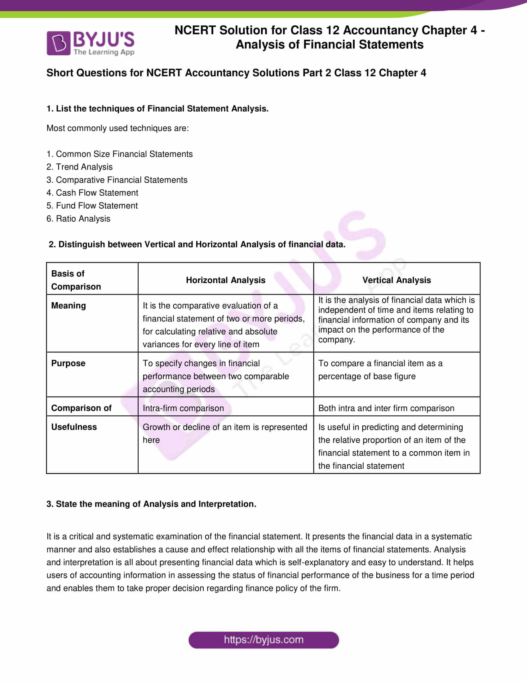 NCERT Solution for Class 12 Accountancy Chapter 4 Analysis of Financial ...