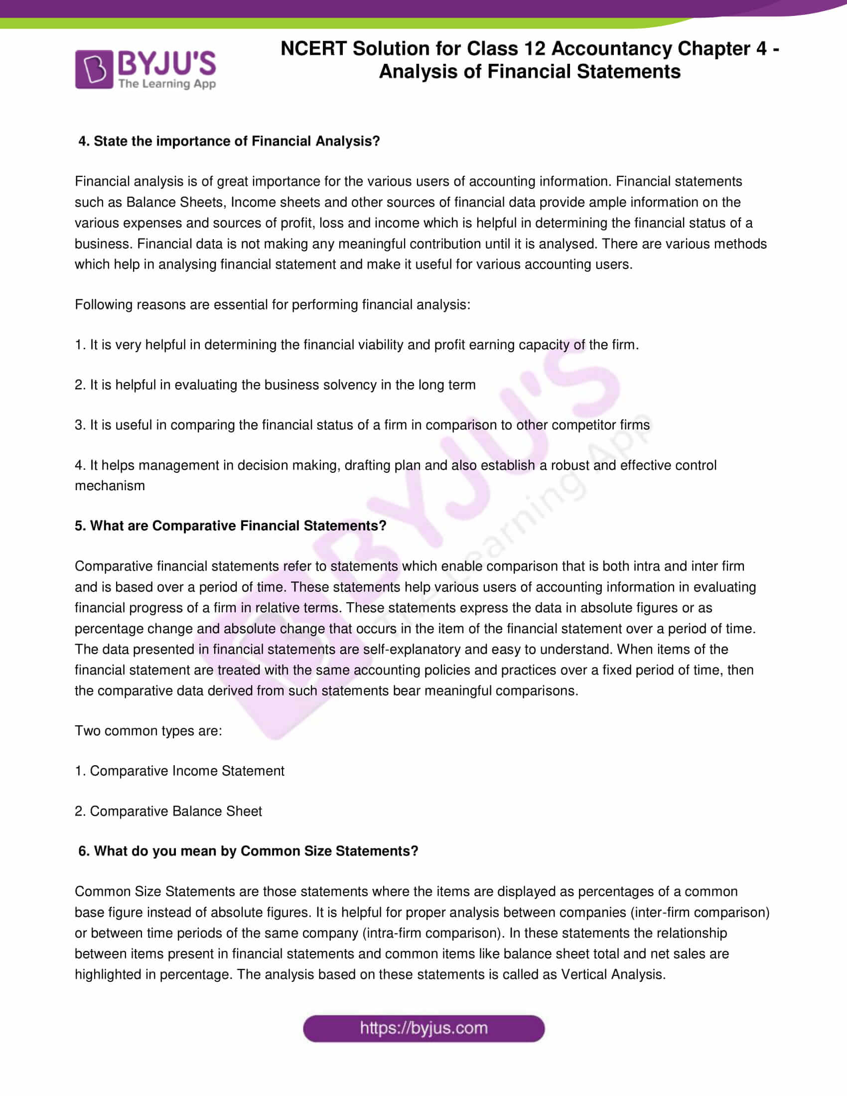 NCERT Solution for Class 12 Accountancy Chapter 4 Analysis of Financial ...