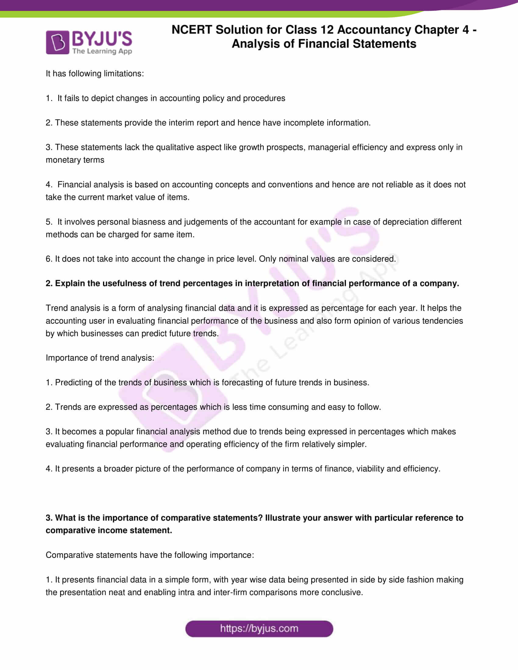 NCERT Solution for Class 12 Accountancy Chapter 4 Analysis of Financial ...