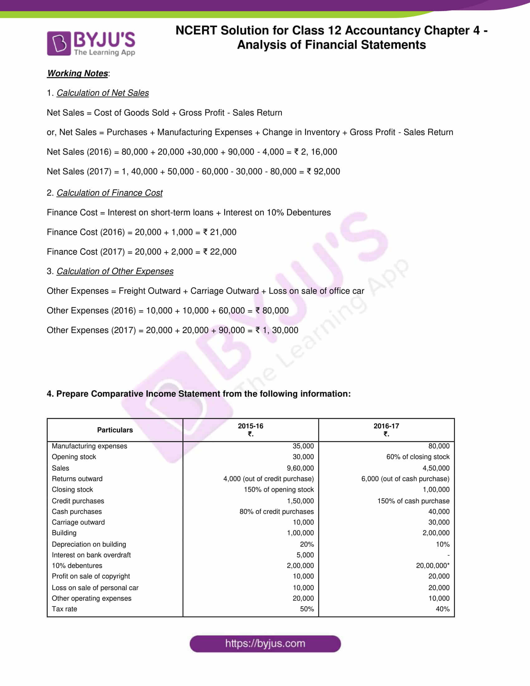 NCERT Solution for Class 12 Accountancy Chapter 4 Analysis of Financial ...