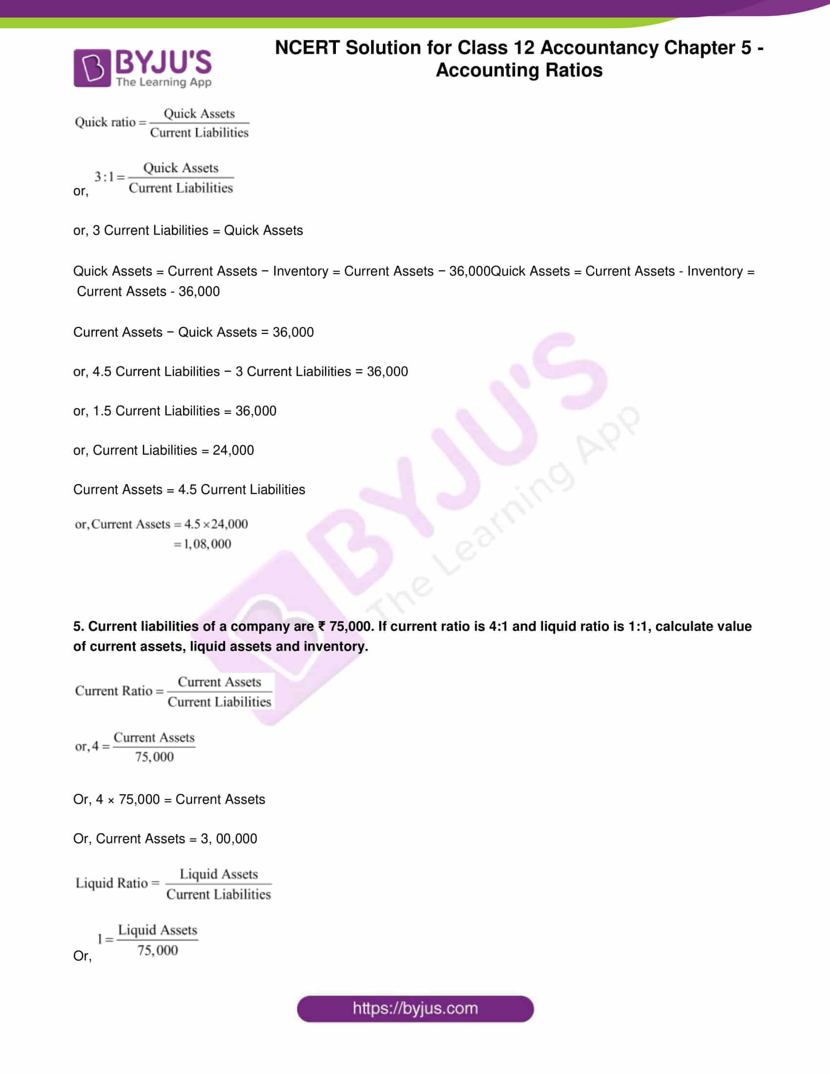 NCERT Solution For Class 12 Accountancy Chapter 5 Accounting Ratios ...