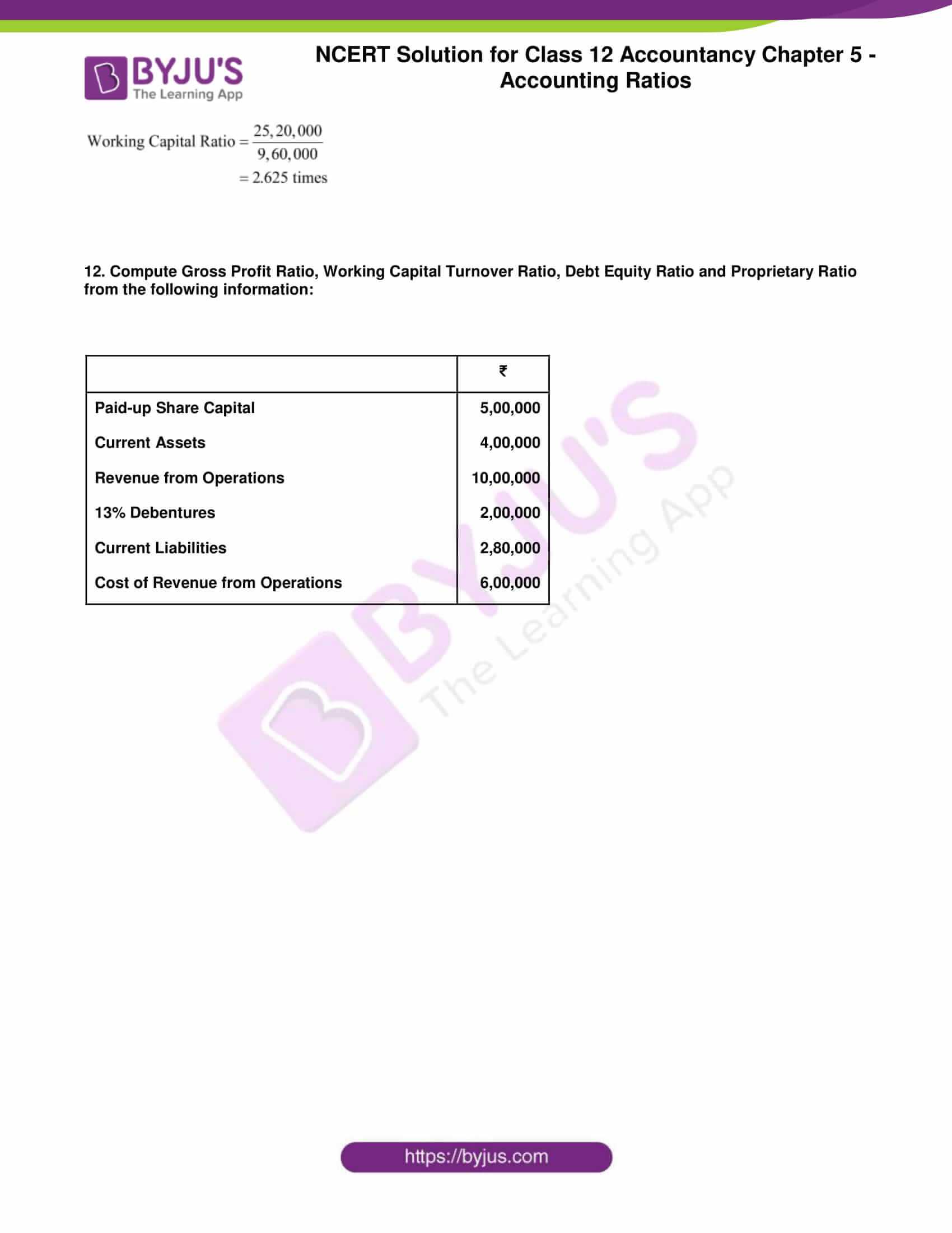 NCERT Solution For Class 12 Accountancy Chapter 5 Accounting Ratios ...