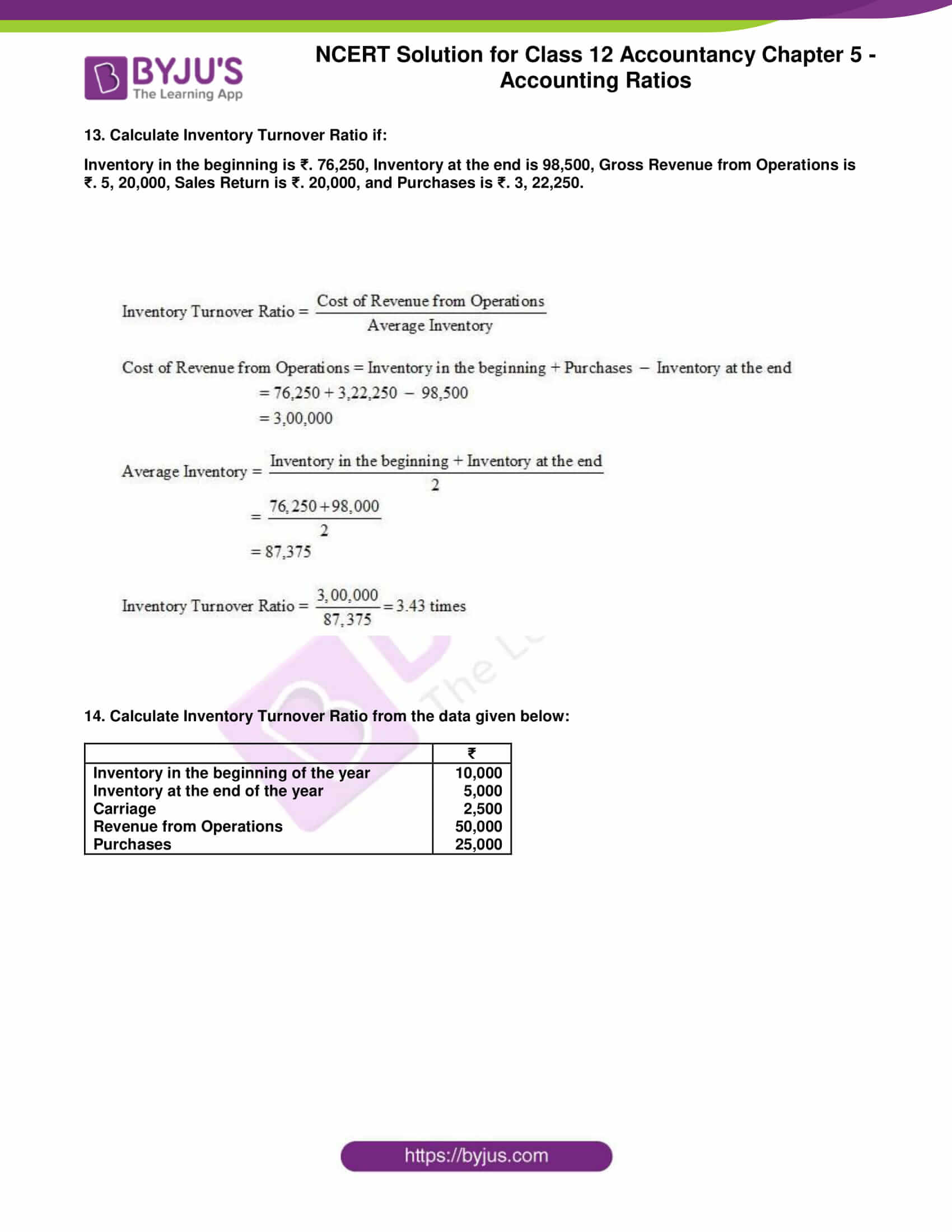NCERT Solution For Class 12 Accountancy Chapter 5 Accounting Ratios ...