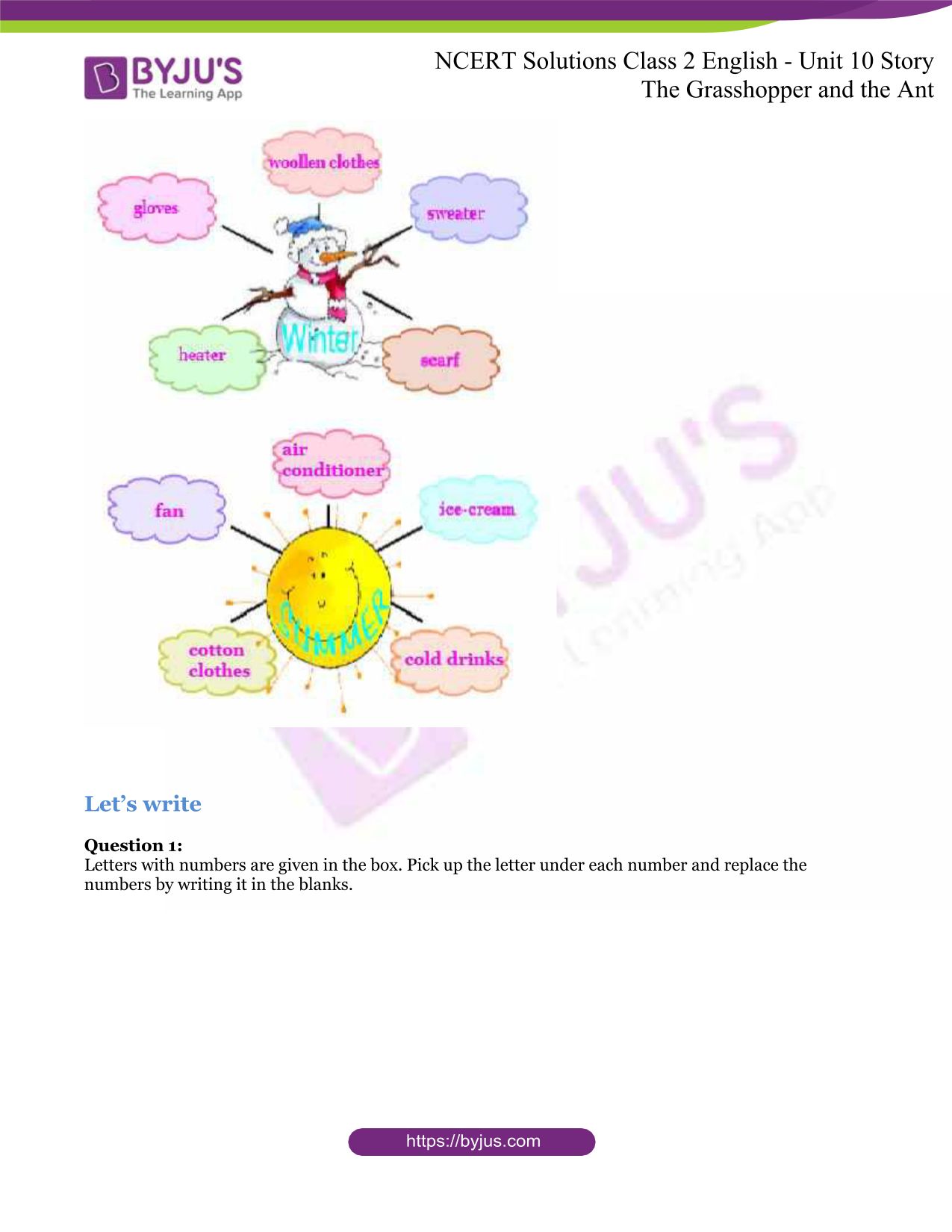 NCERT Solutions for Class 2 English Unit 10 Story - The Grasshopper and the Ant | Download ...