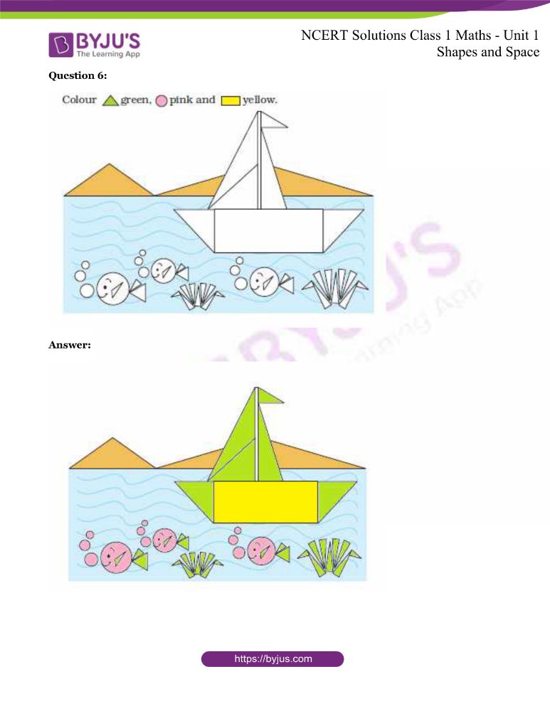 NCERT Solutions for Class 1 Maths Chapter 1 Shapes and Space PDF