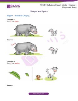 NCERT Solutions for Class 1 Maths Chapter 1 Shapes and Space PDF