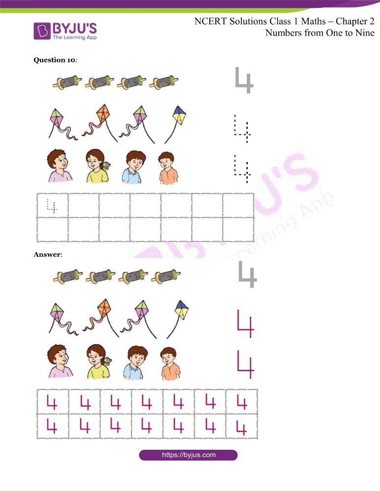 NCERT Solutions for Class 1 Maths Chapter 2 Numbers from One to Nine ...