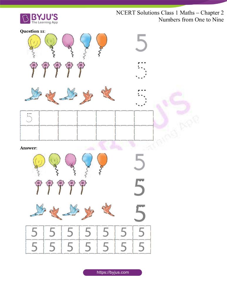 NCERT Solutions for Class 1 Maths Chapter 2 Numbers from One to Nine ...