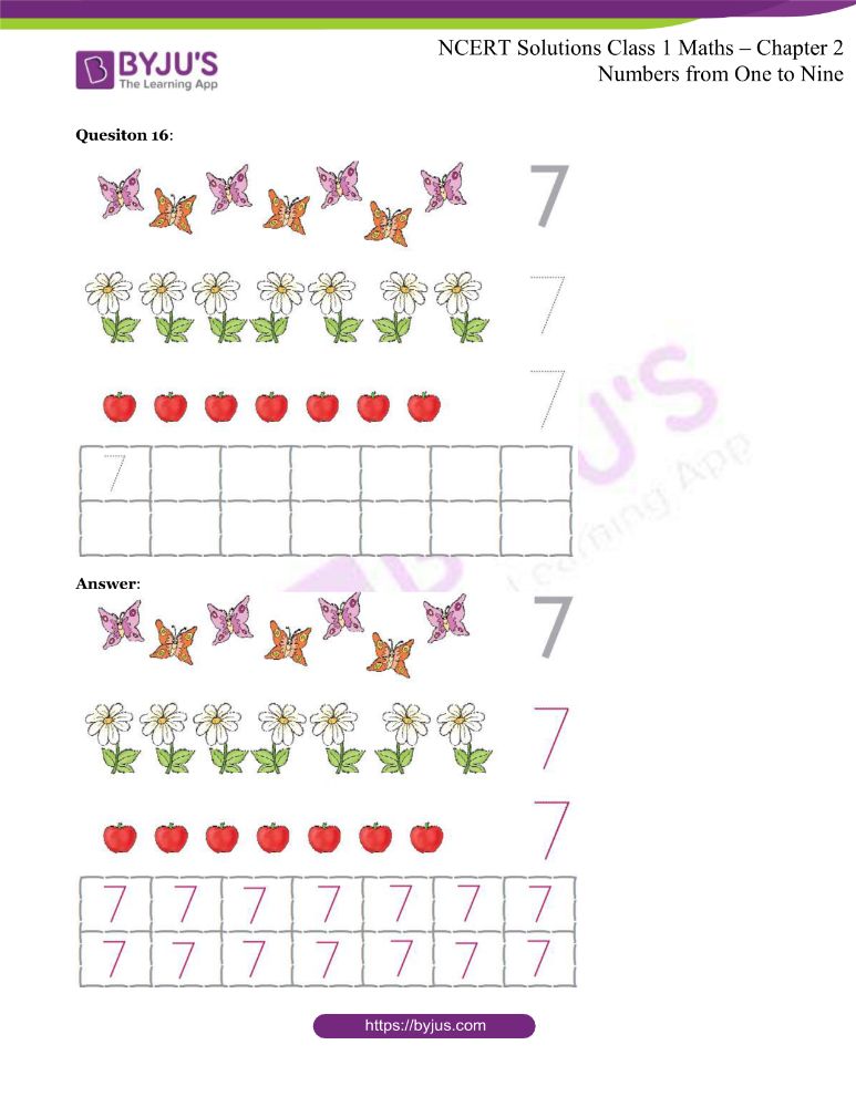 NCERT Solutions for Class 1 Maths Chapter 2 Numbers from One to Nine ...