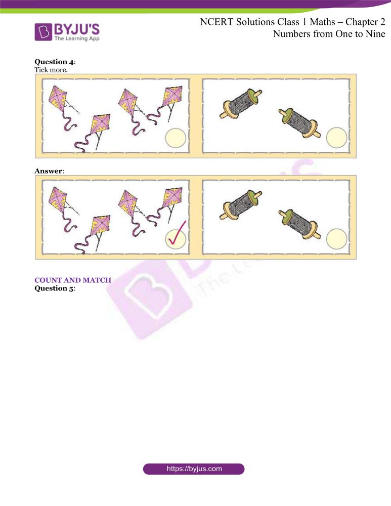 NCERT Solutions for Class 1 Maths Chapter 2 Numbers from One to Nine ...