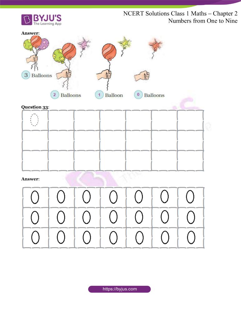 NCERT Solutions for Class 1 Maths Chapter 2 Numbers from One to Nine ...