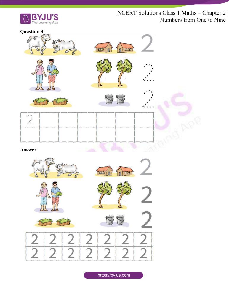 NCERT Solutions for Class 1 Maths Chapter 2 Numbers from One to Nine ...