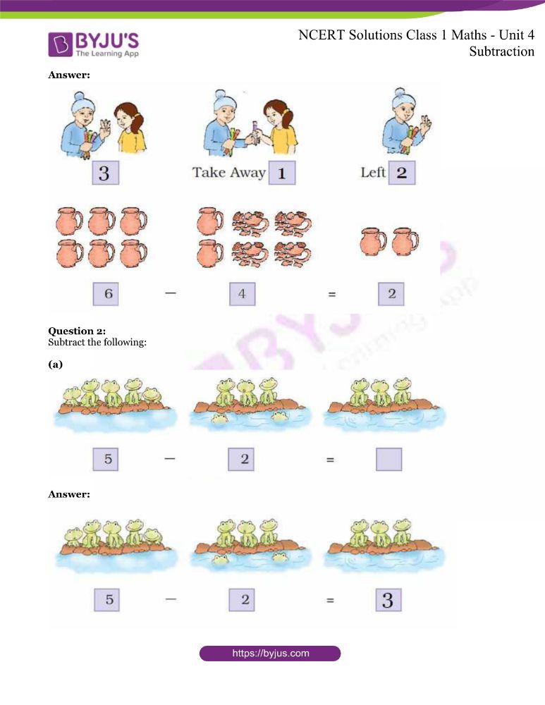 NCERT Solutions for Class 1 Maths Chapter 4 Subtraction PDF NCERT Solutions for Class 1 Maths Chapter 4 Subtraction PDF
