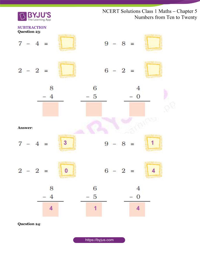 NCERT Solutions for Class 1 Maths Chapter 5 Numbers from Ten to Twenty PDF